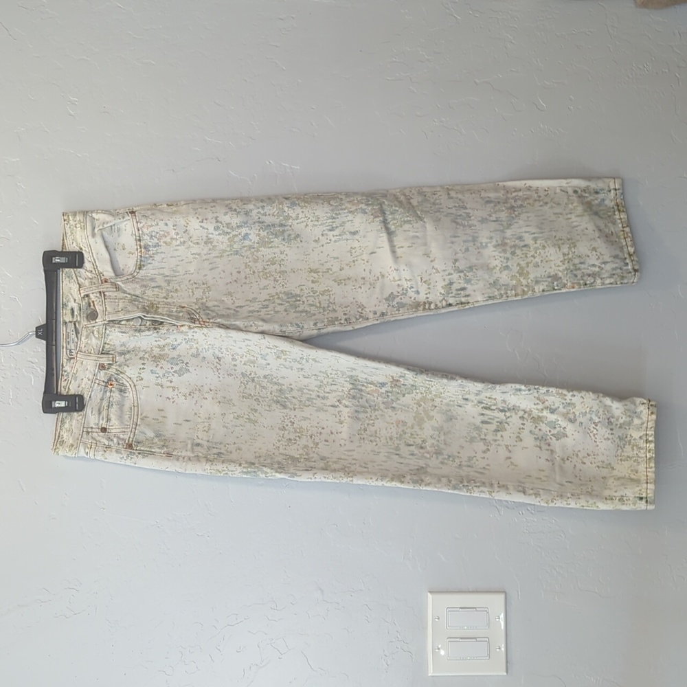 Free People Cream Paint Splatter Jeans - Gem